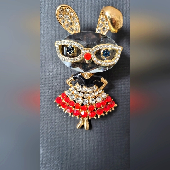 Brooches | Jewelry | Elegant Gold And Red Lady Rabbit Brooch | Poshmark